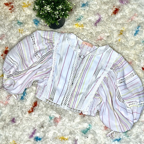 Tops | Neon Stripe Low Cut Cropped Top | Poshmark